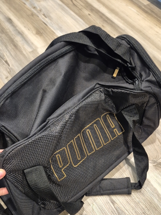 Puma | Bags | Puma Black Duffel Bag With Gold Logo Accent | Poshmark